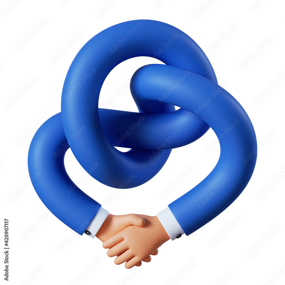 3d render, cartoon character tangled and knotted boneless flexible ...