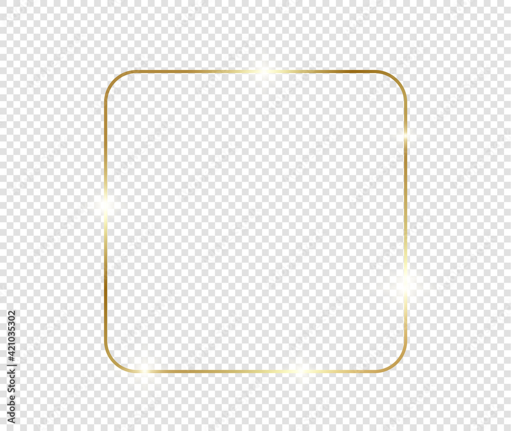Gold shiny glowing frame with shadows isolated on transparent ...