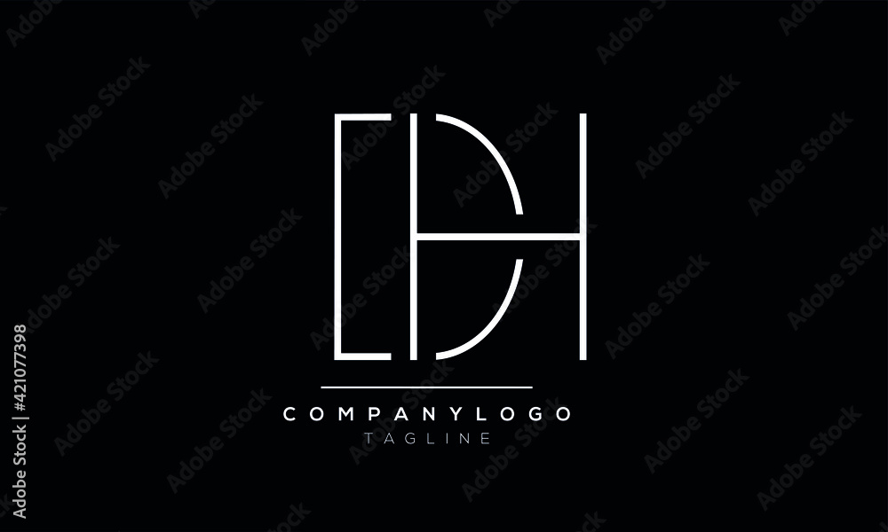 Abstract Letter Initial DH HD Vector Logo Design Template Stock Vector ...