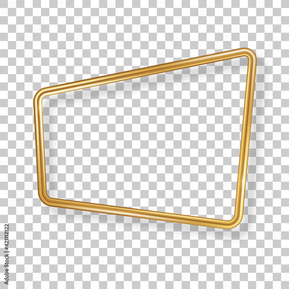 Retro 3d golden frame isolated on transparent background. Vector ...