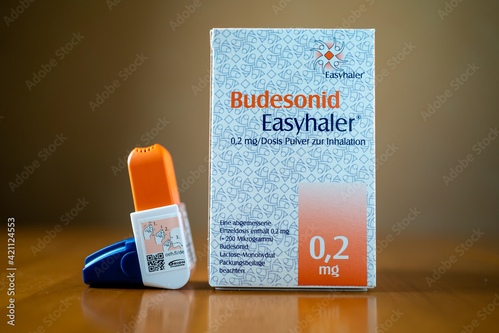 Pack of Budesonid Easyhaler with an inhaler. For chronic bronchitis ...
