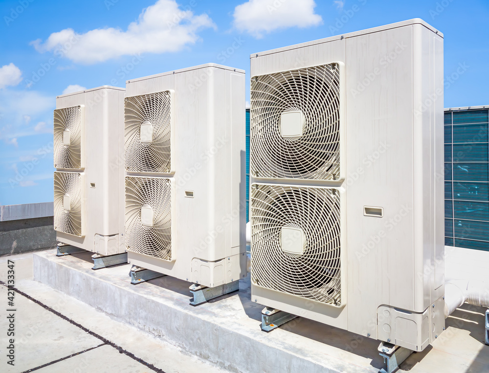 Photo Stock Condenser unit or compressor on roof of industrial plant ...