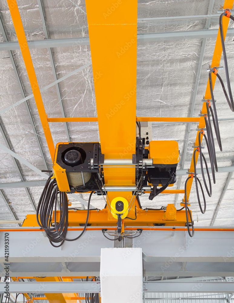 Overhead crane inside factory or warehouse. That industrial machinery ...