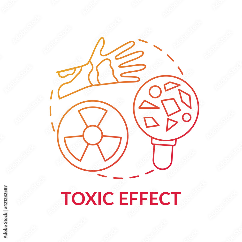 Toxic effect concept icon. Microplastics health effects idea thin line ...
