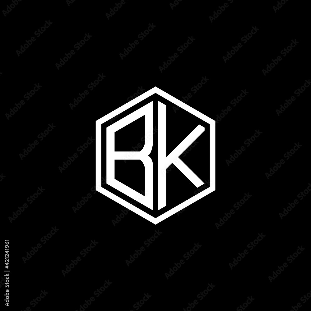 BK letter icon design on black background. Creative letter BK/B K logo ...