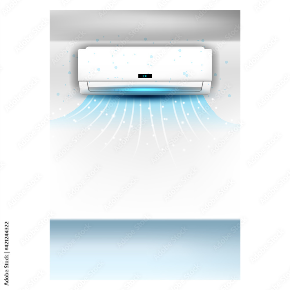 Air Conditioner System Advertising Poster Vector Illustration Stock ...