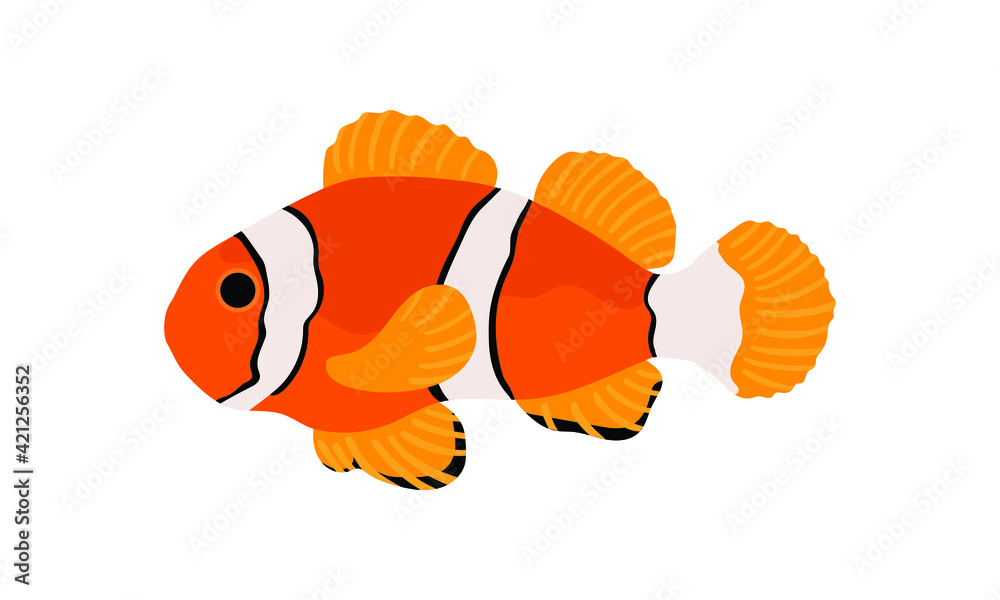 Стоковий вектор orange clown fish. collection set of coral fish ...