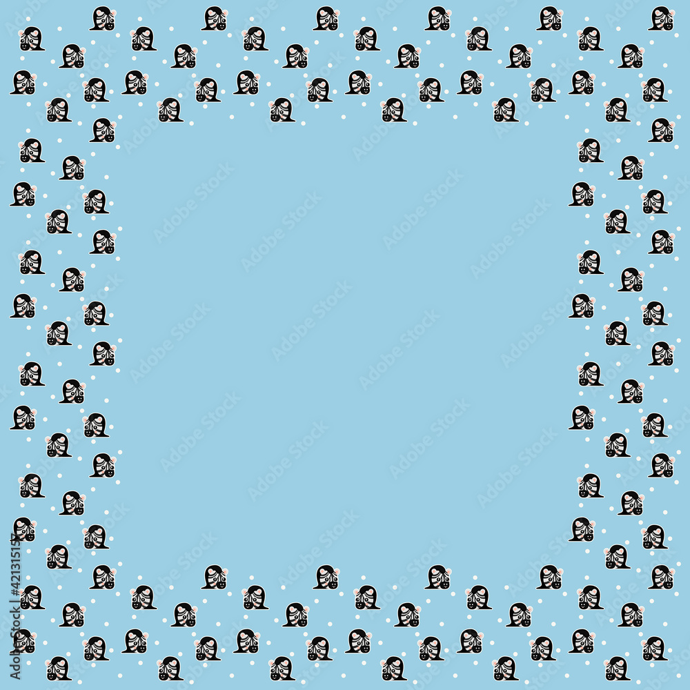 Square frame with place for text of cute little smiling cartoon zebra ...