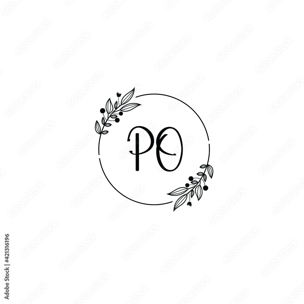 PO initial letters Wedding monogram logos, hand drawn modern ...