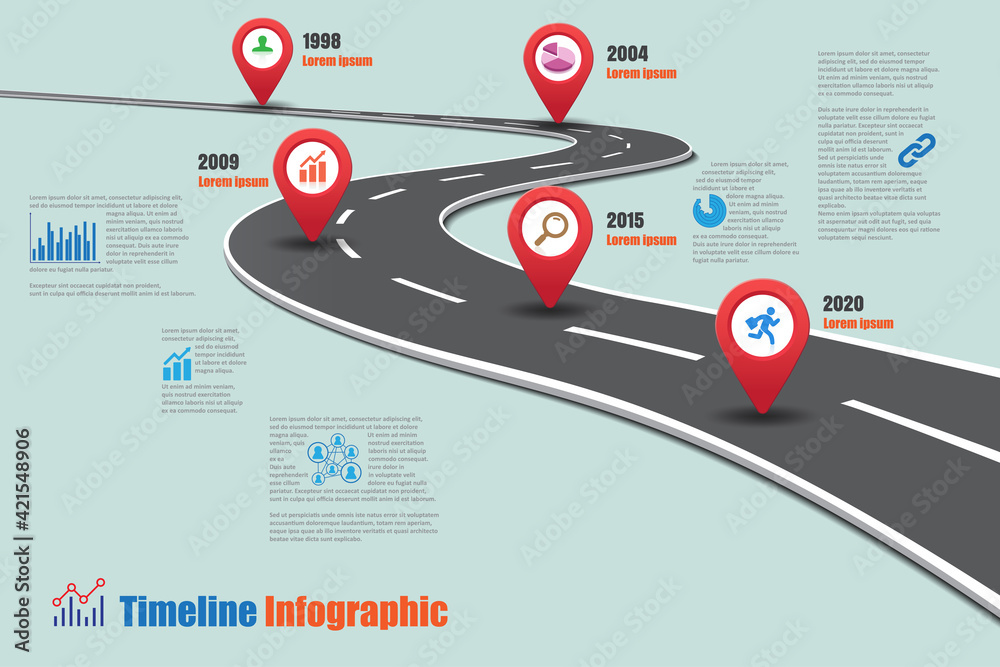 Business roadmap timeline infographic icons designed for abstract ...