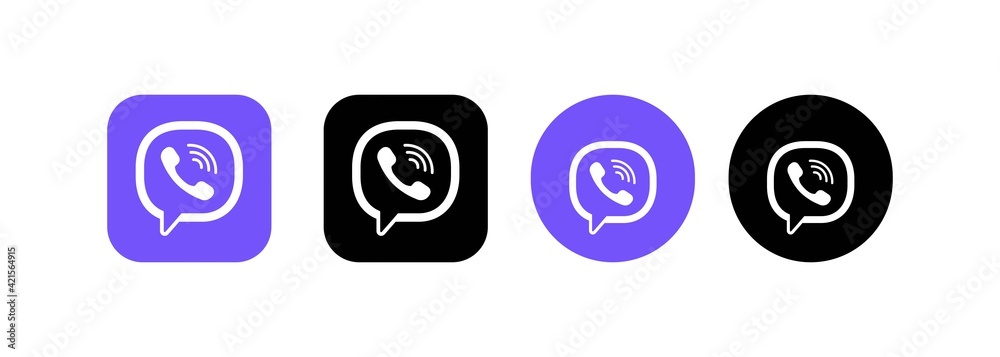 Set of Viber icons. Social media icons. Realistic Viber set. UI UX ...