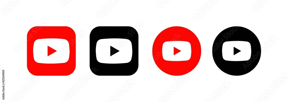 Set of YouTube icons. Social media icons. Realistic YouTube set. UI UX ...
