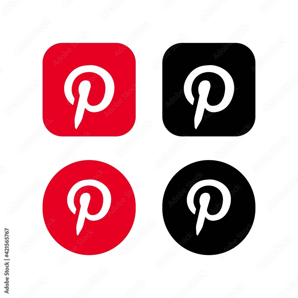 Set of Pinterest icons. Social media icons. Realistic Pinterest app set ...