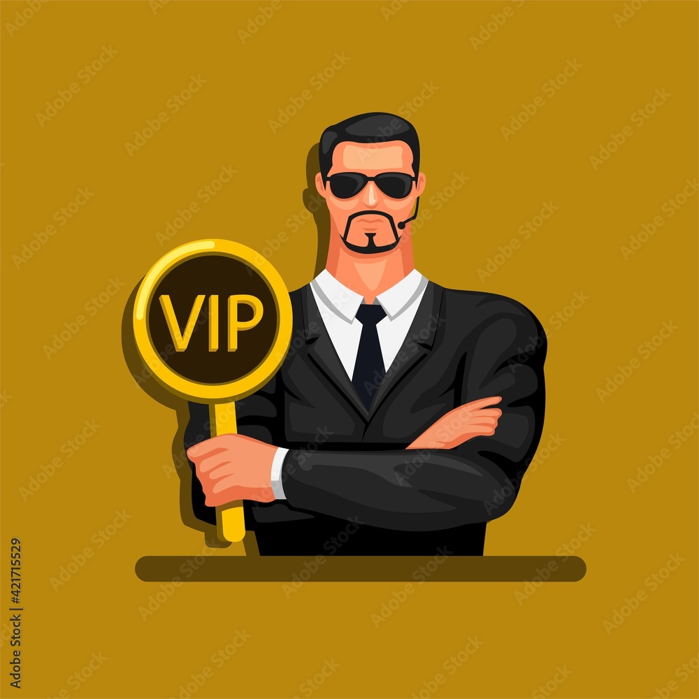 Vector de Stock Man in suit holding VIP sign. exclusive member ...