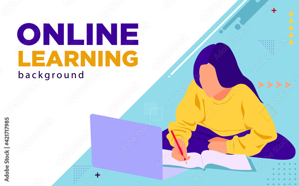 Online learning background in flat design Stock Vector | Adobe Stock