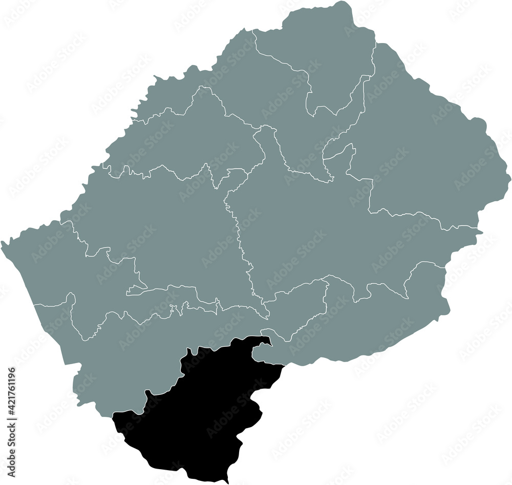 Black highlighted location map of the Lesothan Quthing district inside ...