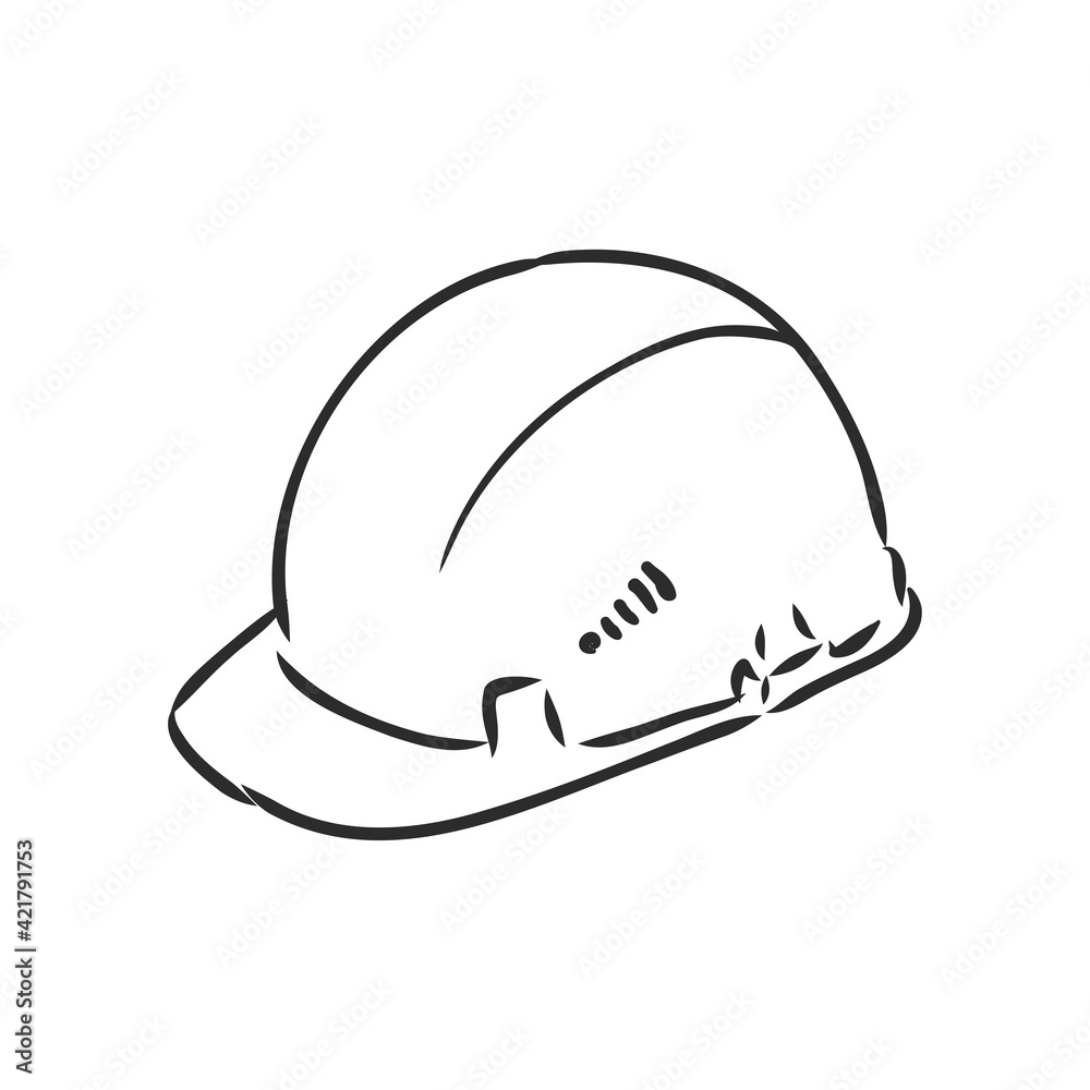 Engineer helmet hand drawn outline doodle icon. Hard hat vector sketch ...