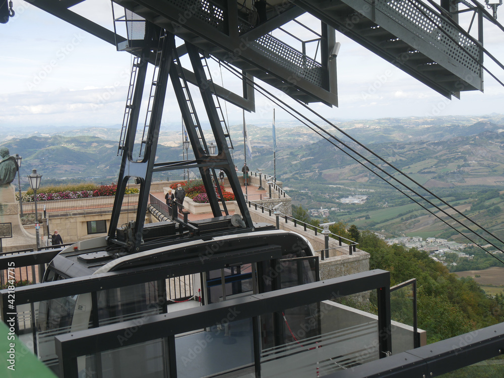 San Marino, panoramic terrace. Panoramic terrace at the arrival point ...