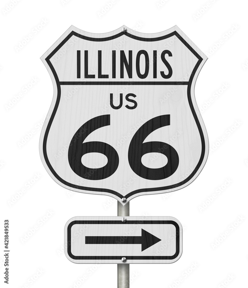 Illinois US route 66 road trip USA highway road sign Stock Photo ...