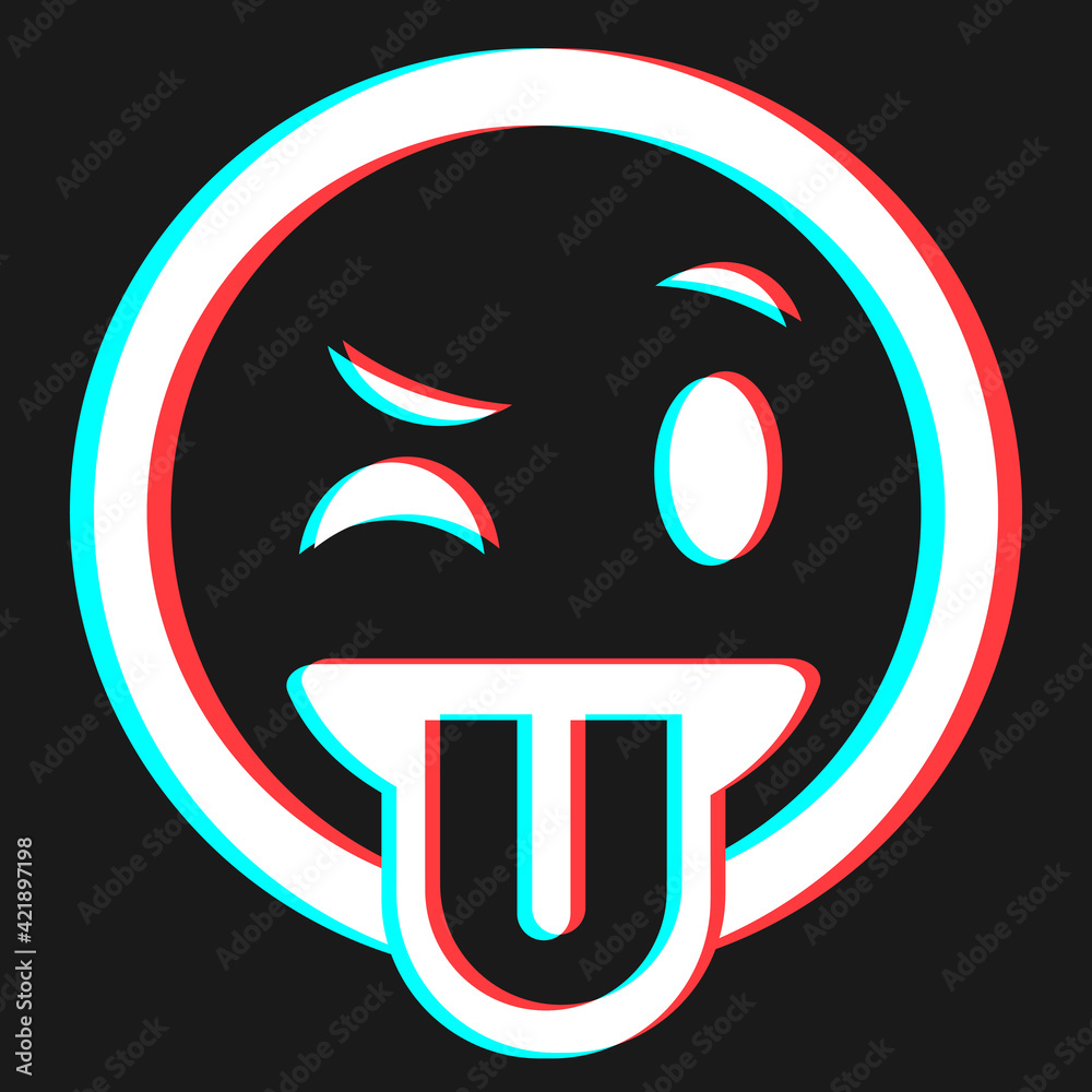 Cartoon smile emoticon symbol, icon in 3d effect with blue and red ...