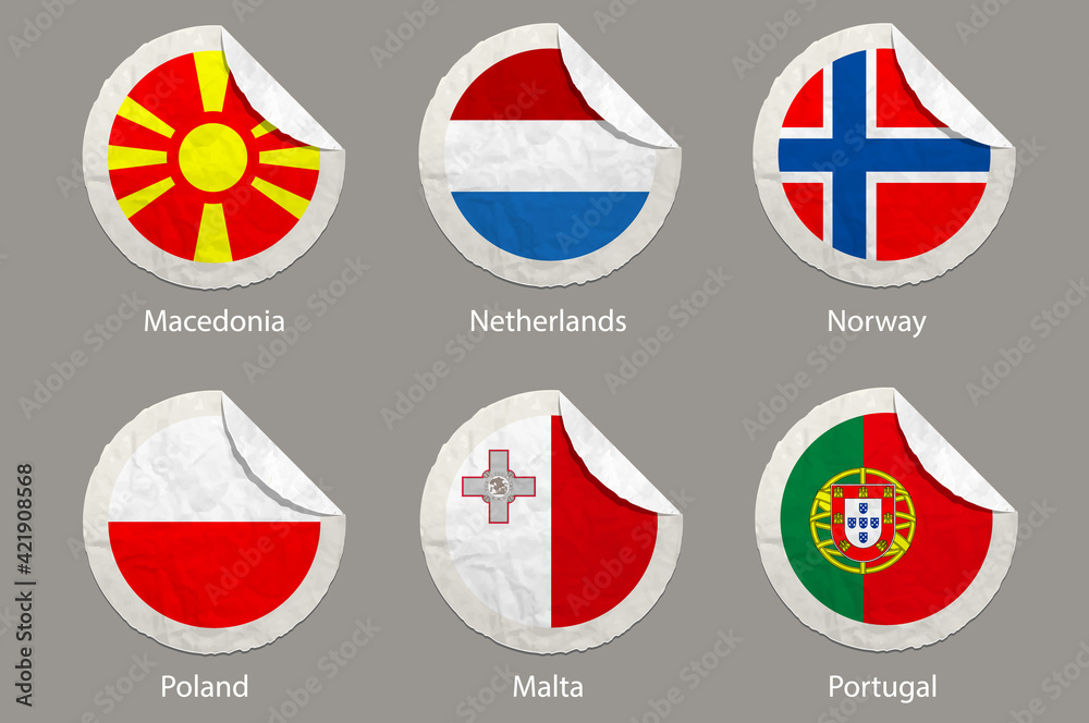 EU Flags Paper Stickers Stock Vector | Adobe Stock