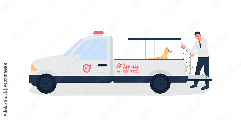 Vector de Stock Animal control worker flat color vector faceless ...