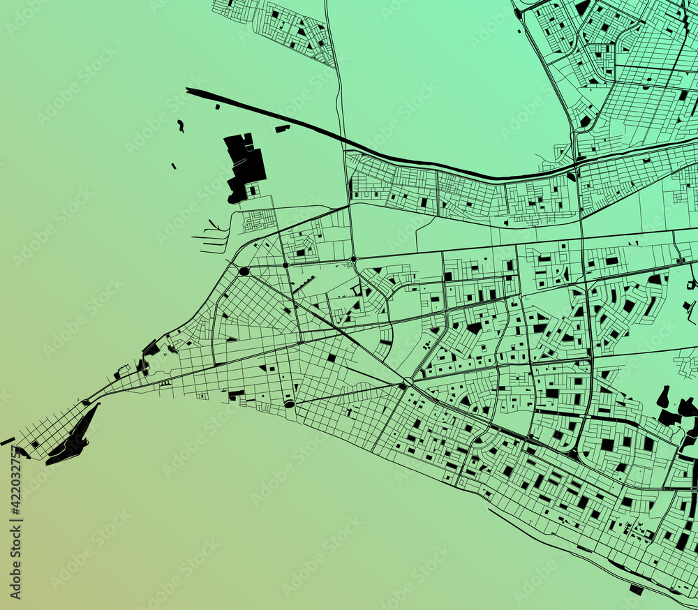 Callao, Lima, Peru - Urban vector city map with parks, rail and roads ...