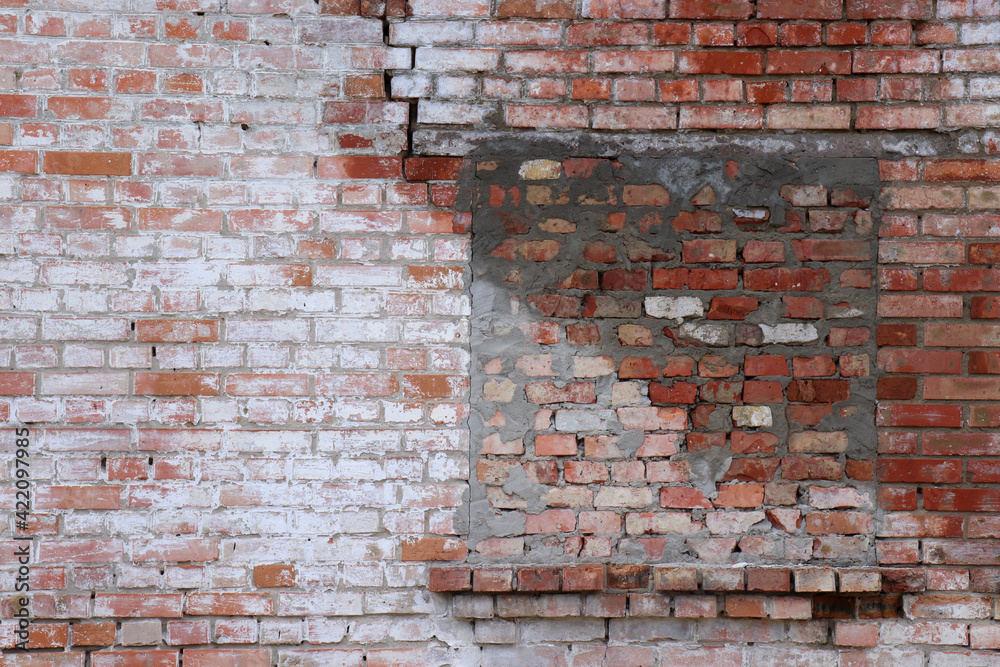 Blocked up a window in a red and white brick wall. Bricked up window ...