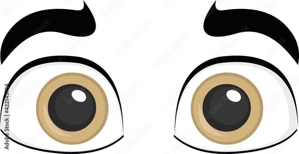 Vector emoticon illustration of a look with brown cartoon eyes Stock ...