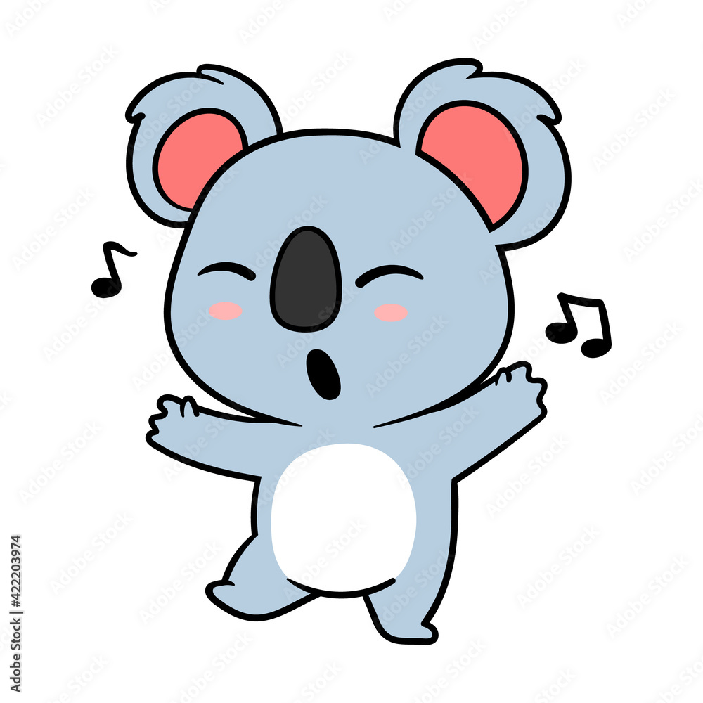 Cartoon Singing Koala Vector Illustration Stock Vector | Adobe Stock