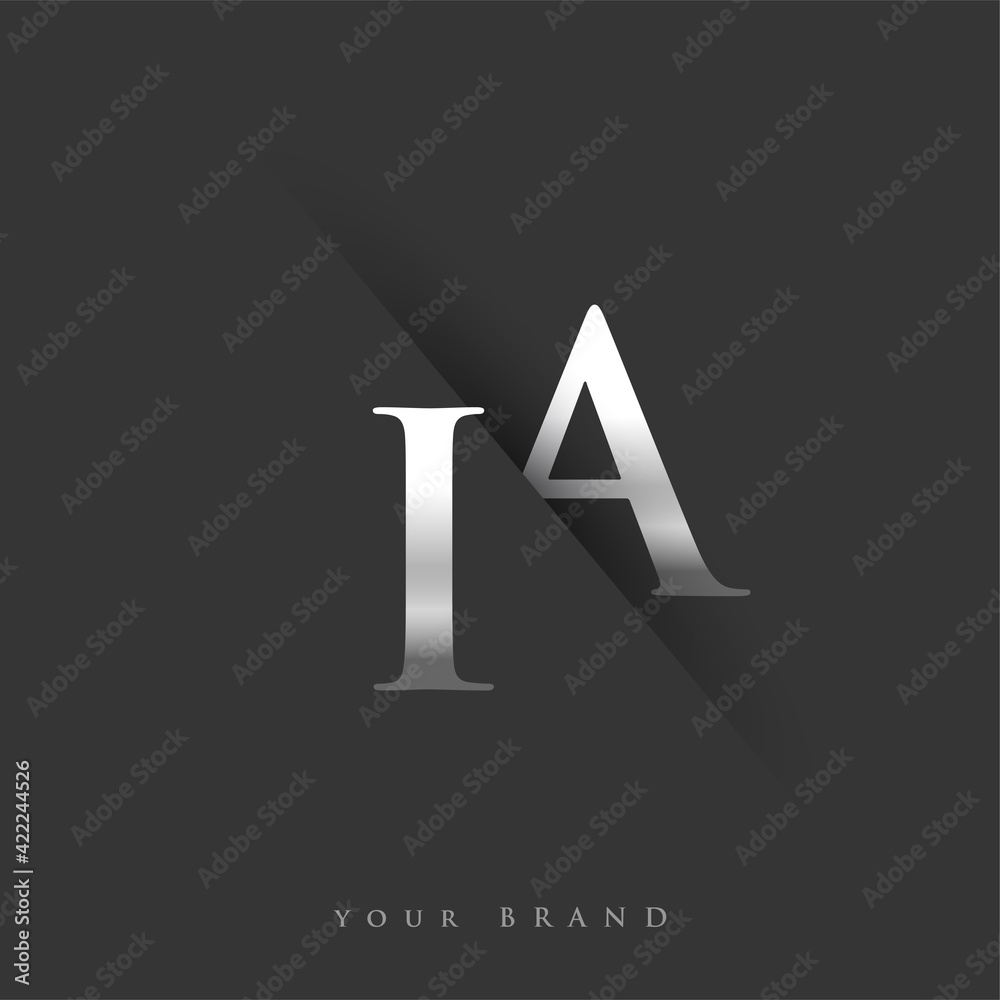 initial logo letter IA for company name, silver color and slash design ...
