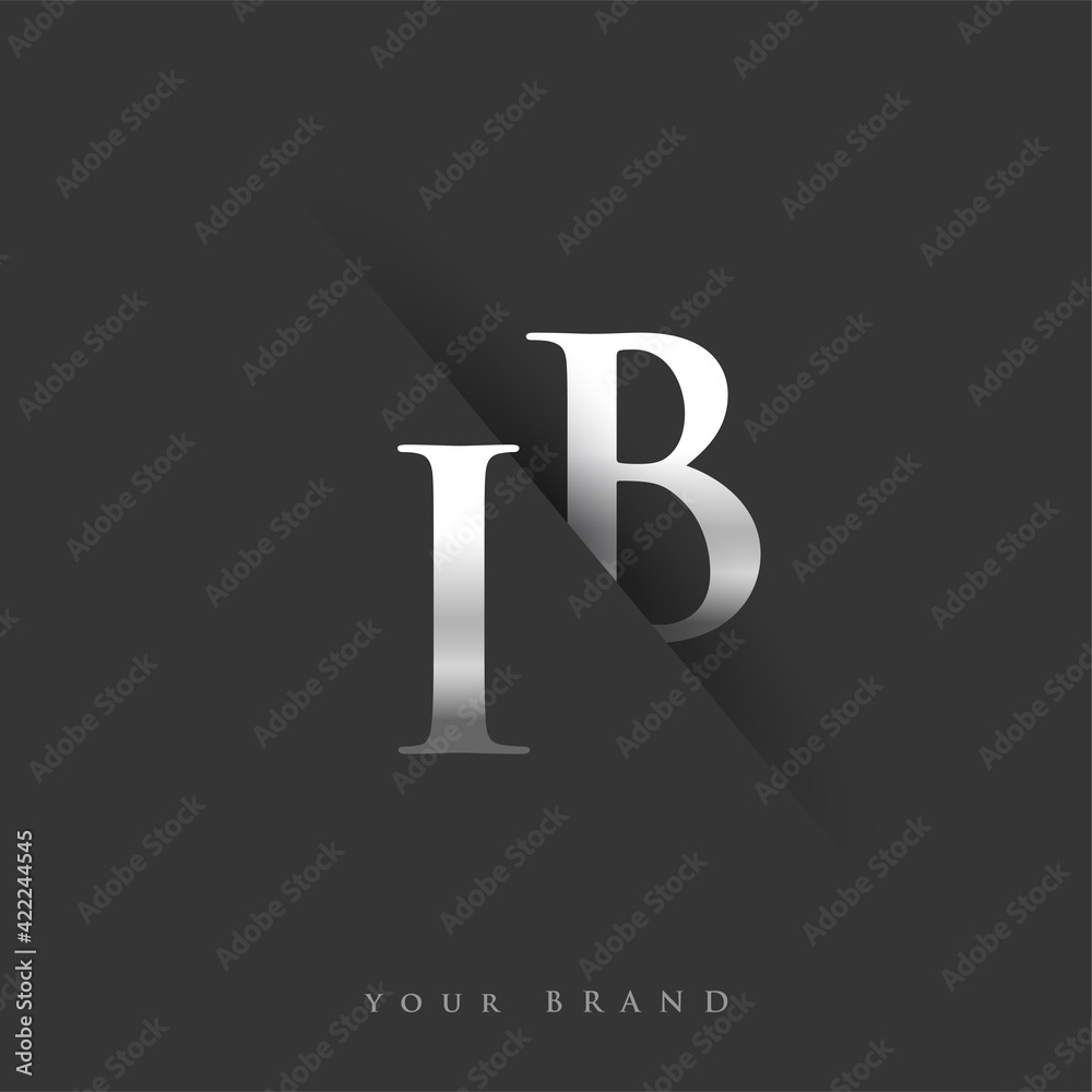 initial logo letter IB for company name, silver color and slash design ...