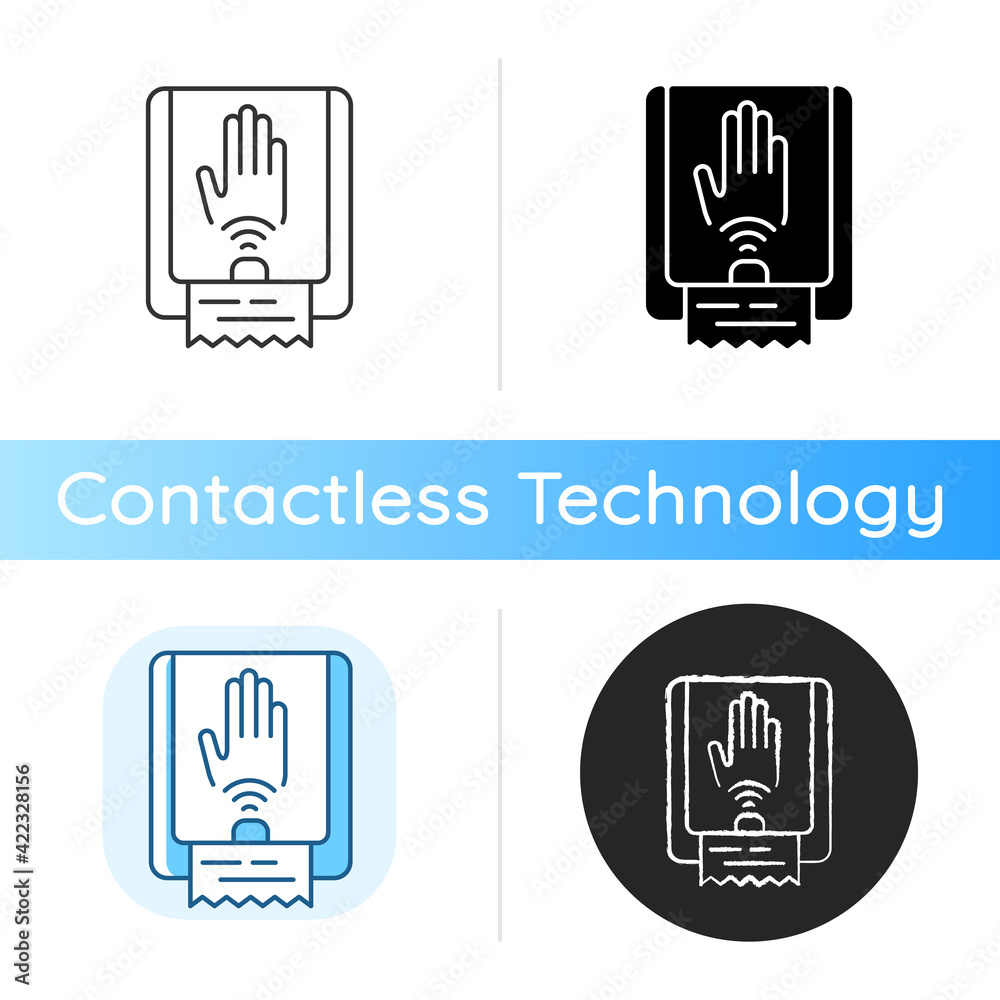 Touchless towel dispenser icon. Automatic device that has motion sensor ...