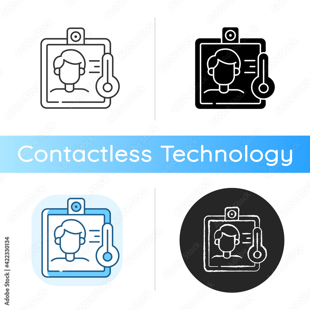 ontactless temperature screening icon. Tele thermographic smart systems ...