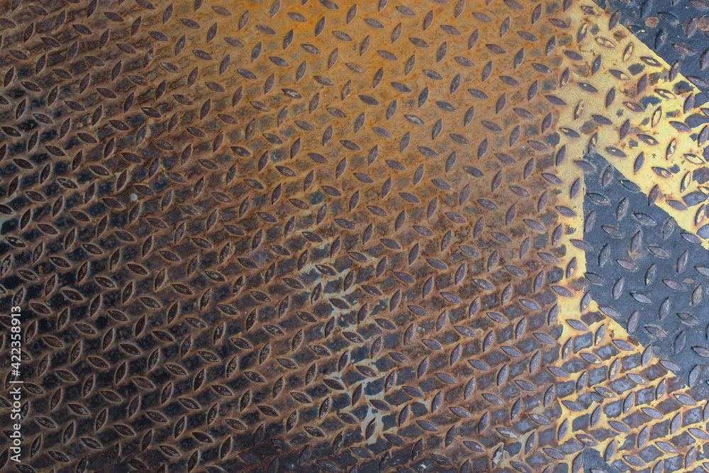 Iron sheet floor with restriction markings, Old rusty worn out for ...