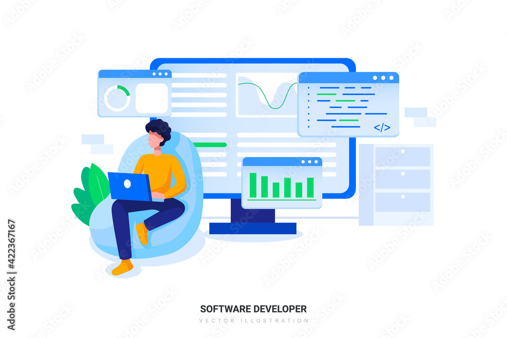 Ilustración de Stock Software Developer Illustration Concept | Adobe Stock