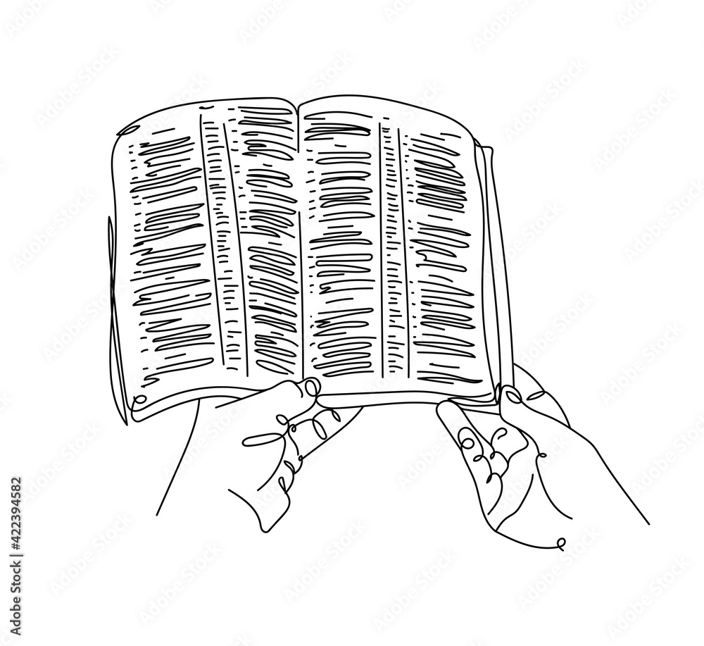 Christian Vector illustration book The Bible, reading. Design Card ...