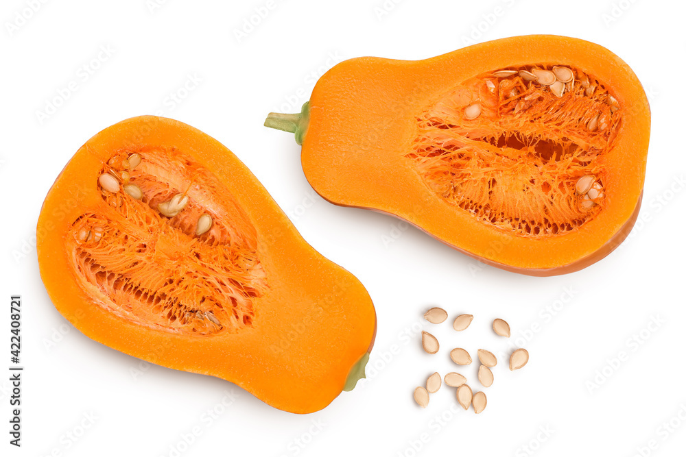 butternut squash half isolated on white background with clipping path ...