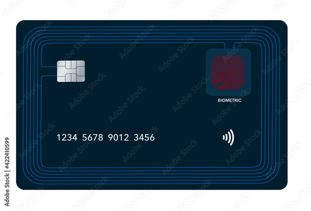Ilustração Here is a smart credit card with chip processor, rows of ...