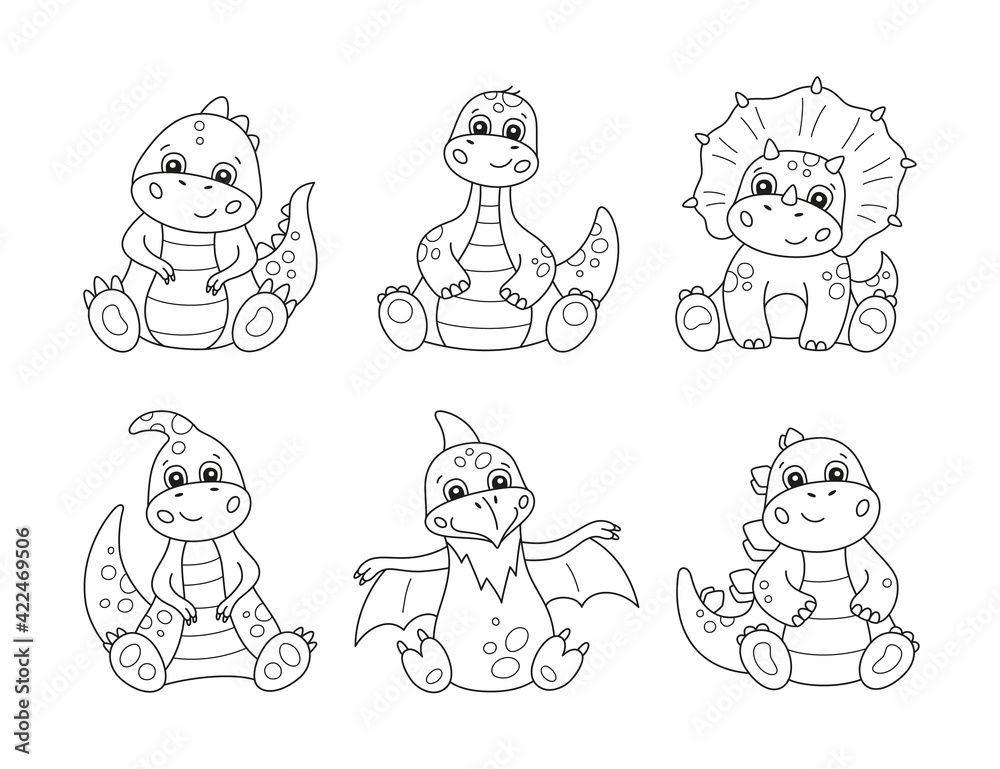 Cute little dinosaurs for kid coloring books. Children puzzle game ...