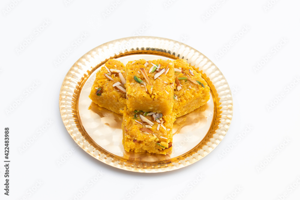 Sindhi Indian Mithai Sev Badam Halwa Burfi Barfee Or Barfi Is Made Of ...