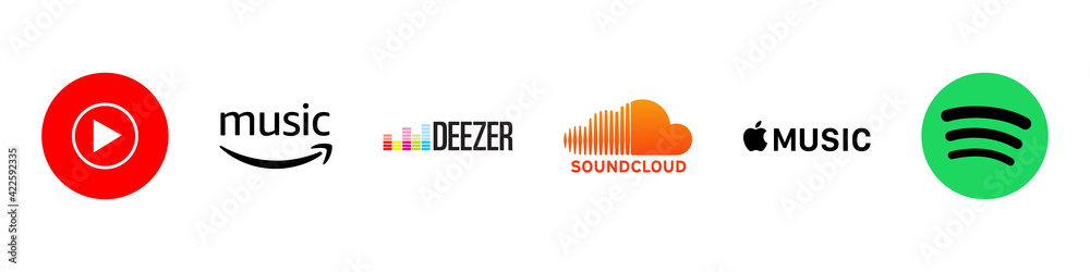 Vector de Stock Top music streaming service logo set. Editorial image. VINNITSIA, UKRAINE. MARCH ...