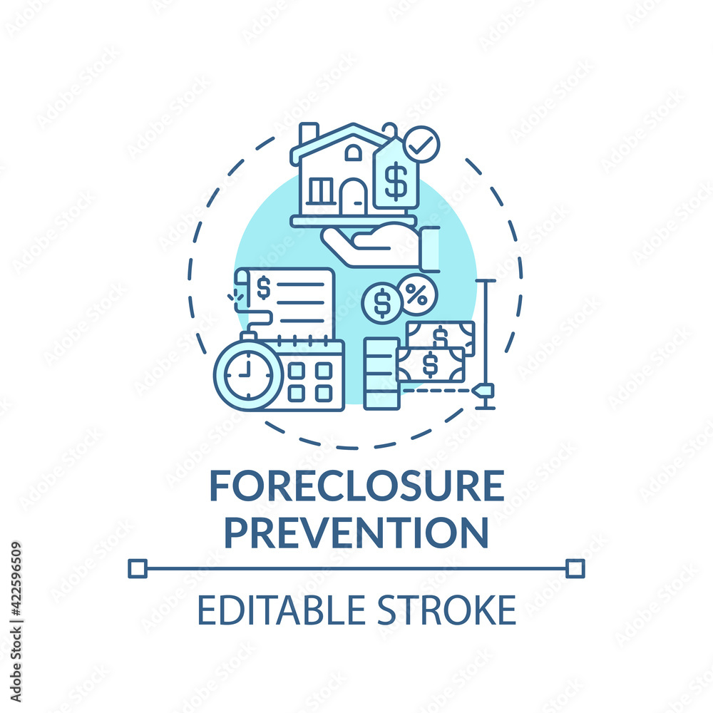 Foreclosure prevention concept icon. Legal services types. Help ...