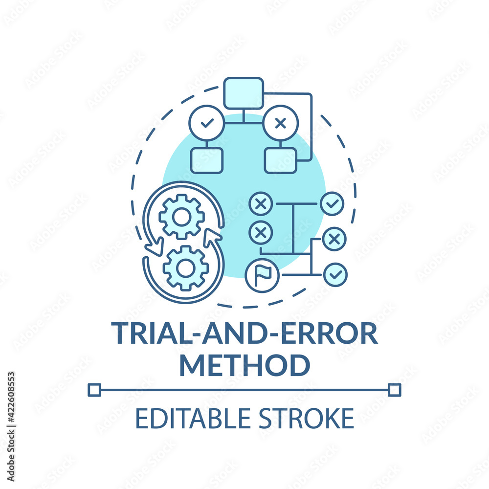 Vector de Stock Trial and error method blue concept icon. Strategy to ...