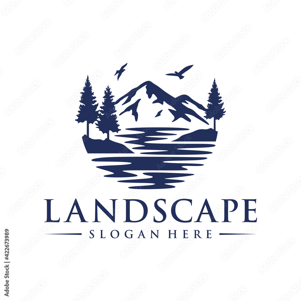 Landscape logo design illustration vector template Stock Vector | Adobe ...