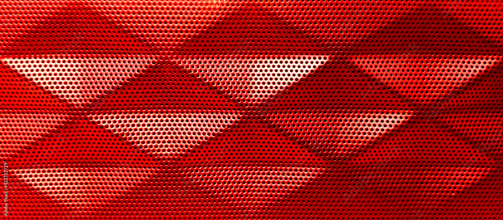 red Perforated metal surface,red grating for background,Steel with ...