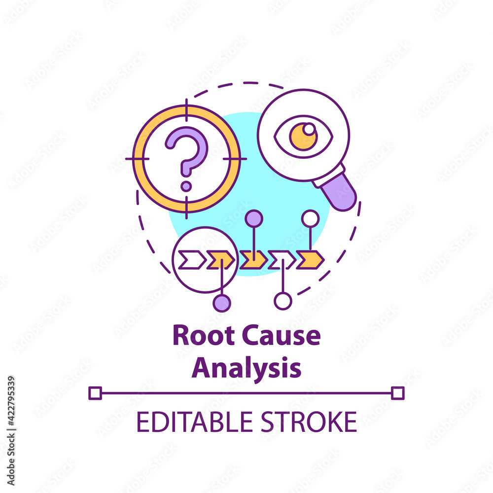 Vector de Stock Root cause analysis concept icon. Work productivity ...