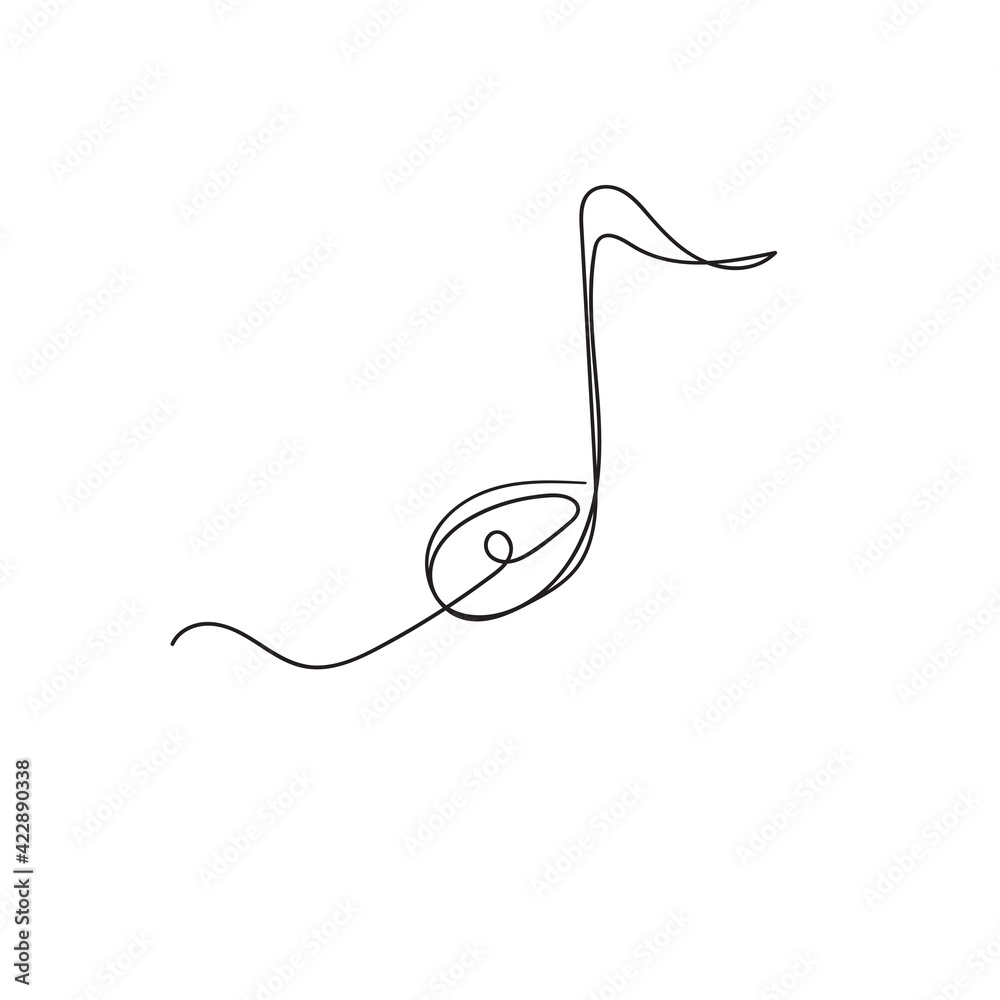 hand drawing musical notes single line, minimalism symbol of music ...