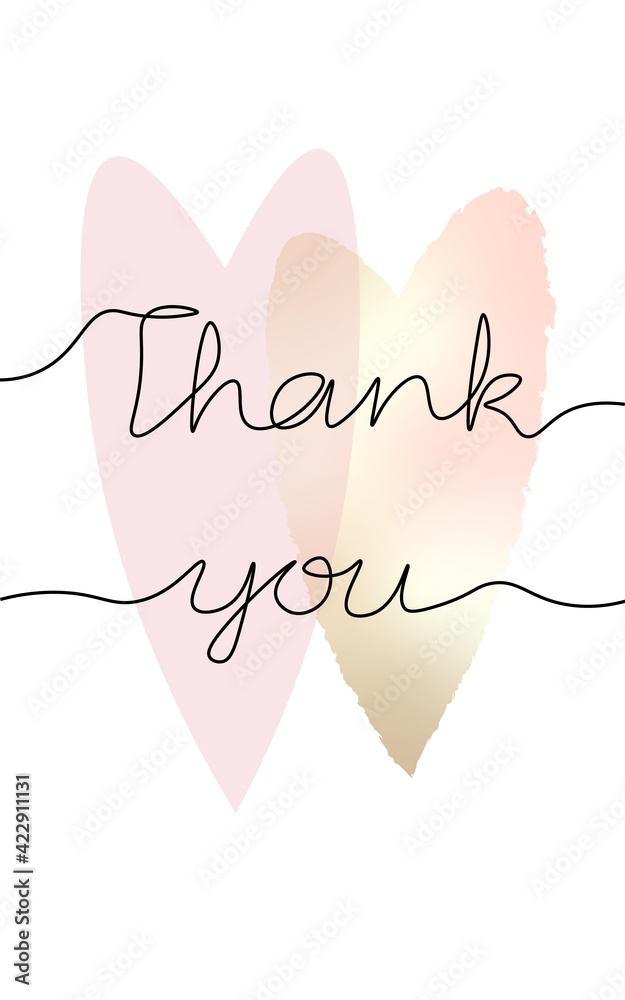 Continuous one single line art Thank you concept. Greeting card ...