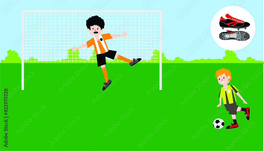 Vector Illustration of Children Playing Football, Character Set for the ...